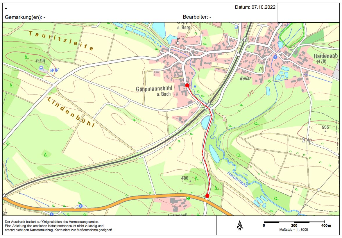 Straßensperrung zwischen der Abzweigung von der B22 bei Lettenhof in ... Straßensperrung zwischen der Abzweigung von der B22 bei Lettenhof in ...